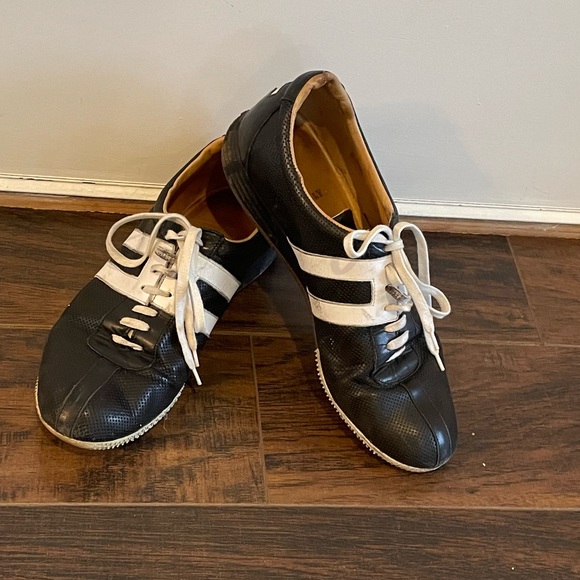Bally | Shoes | Bally Frenz Mens 9e Leather Black White Stripe Trainer Sneaker | Poshmark